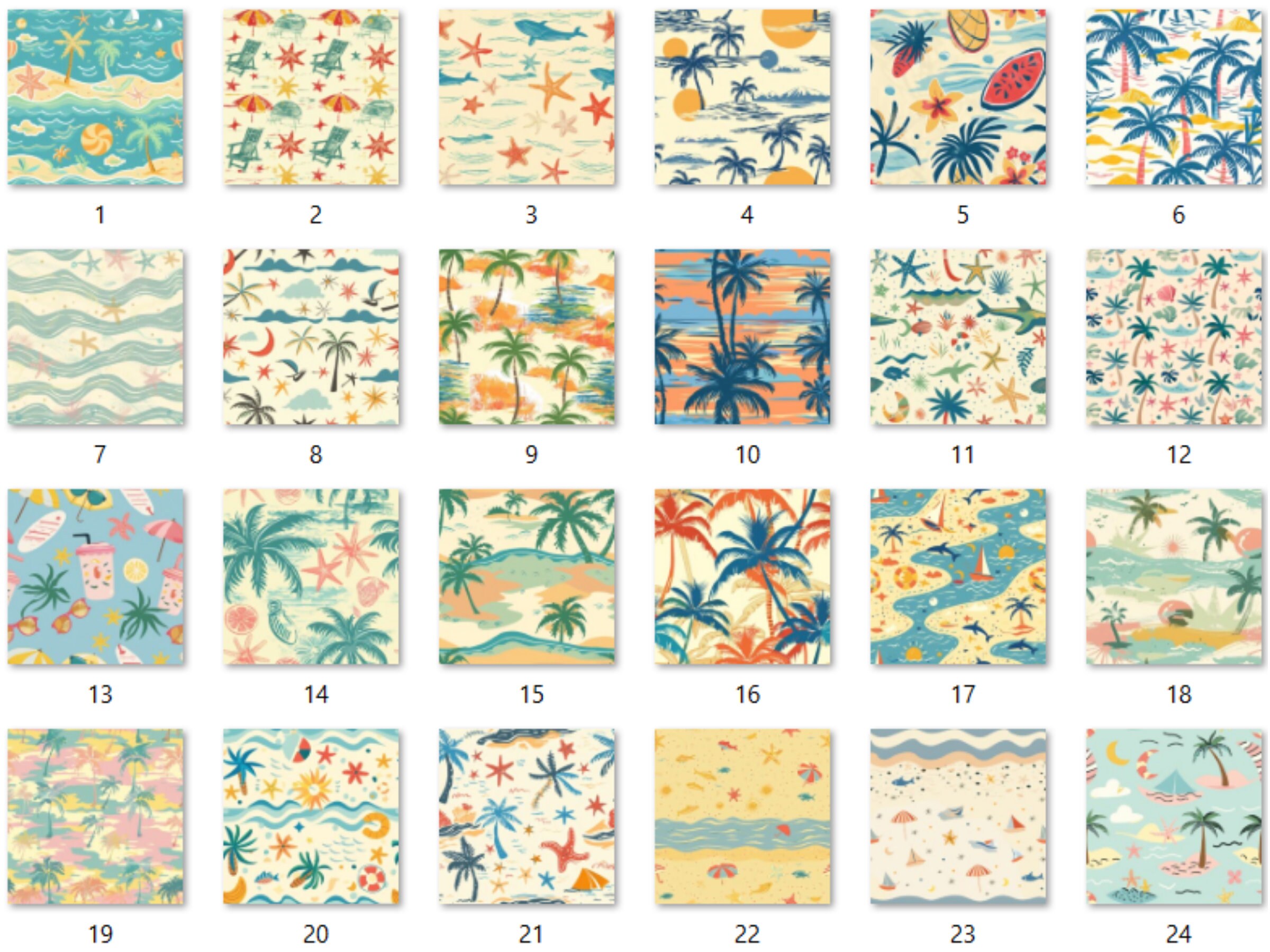 Seamless Beach Day Digital Paper, Pastel Summer Seamless Pattern ...