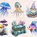 30 PNG Watercolor Magical Underwater Clipart, Ocean Fairytale Clip Art ...