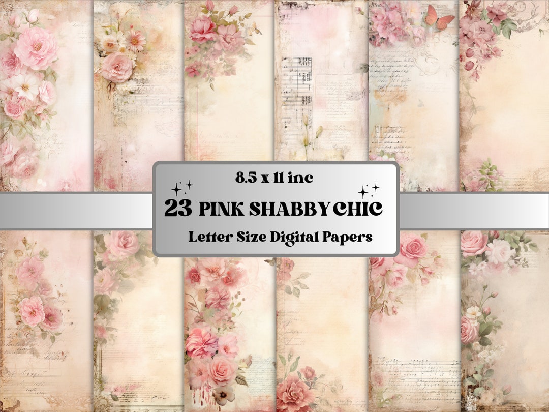 Pink Shabby Chic Junk Journal Paper Pack, Vintage Shabby Chic Ephemera ...