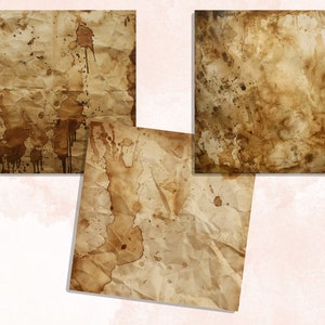 Coffee Stained Digital Paper Pack, Vintage Distressed Coffee Dyed ...