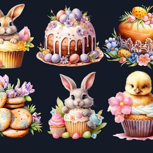 40 PNG Watercolor Easter Dessert Clipart, Floral Easter Sweet ...