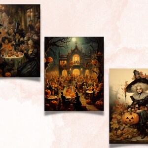 Printable Victorian Halloween Digital Paper, Retro Halloween Ephemera ...