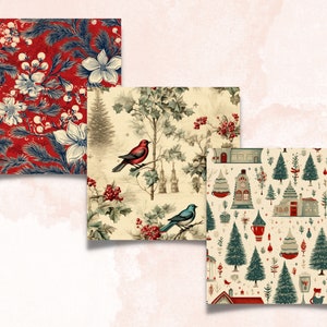 Seamless Vintage Christmas Digital Paper Pack, Winter Holiday Seamless ...