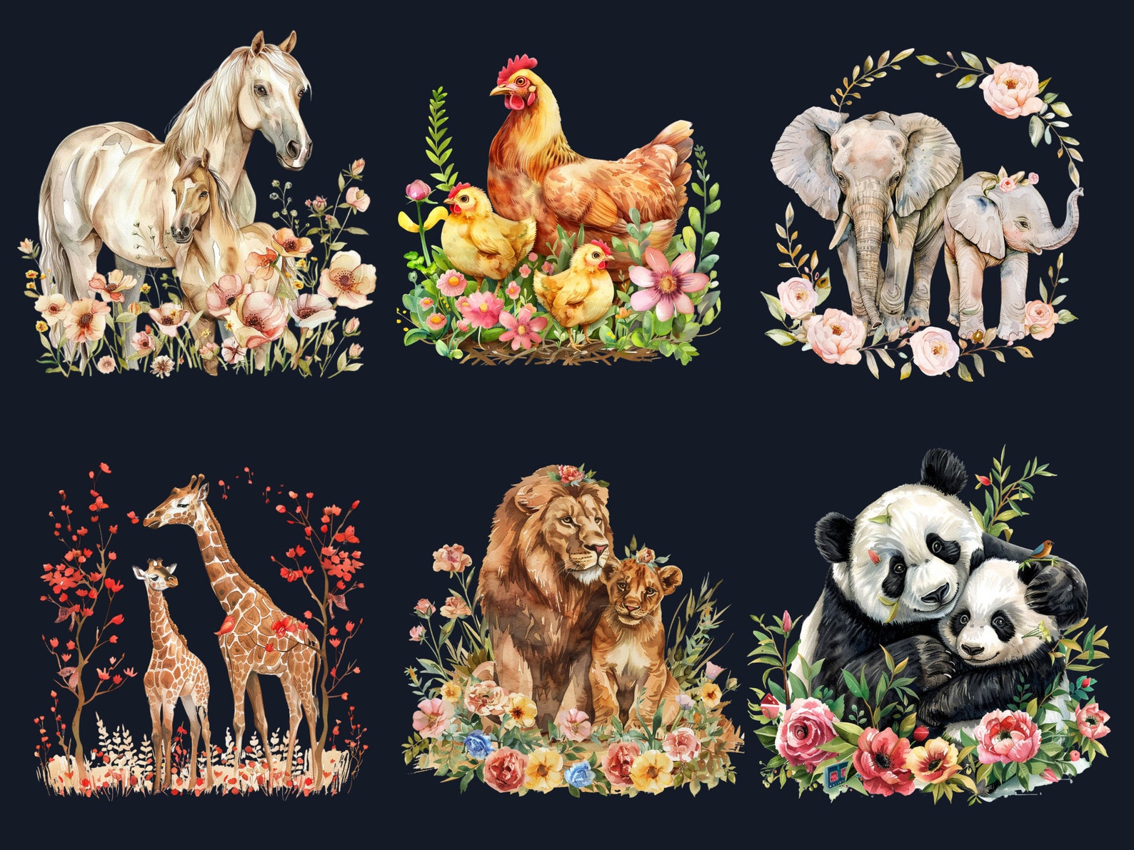 70 PNG Watercolor Mother's Day Animals Clipart, Cute Mothers Day ...