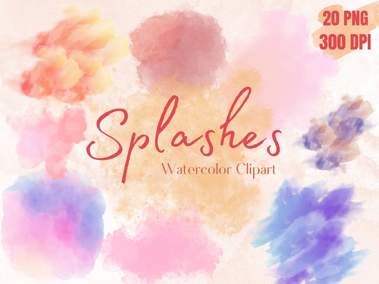 20 PNG Watercolor Splashes Clipart, Watercolor Png, Watercolor ...