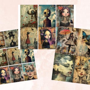 Whimsy Grunge Collage Paper Kit, Surreal Grunge Mixed Media Sheet ...
