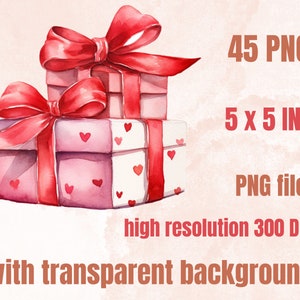 45 PNG Watercolor Valentine's Day Gifts Clipart, Floral Valentines Day ...