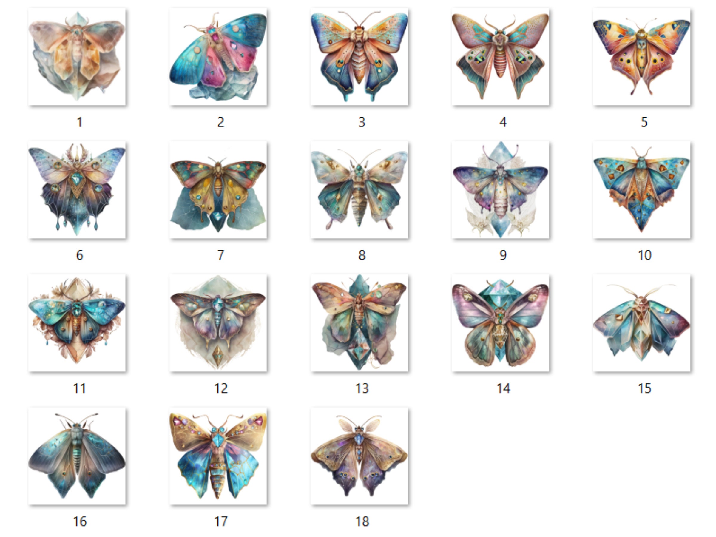 18 PNG Watercolour Royal Moths Clipart, Jewelled Moth Clip Art ...