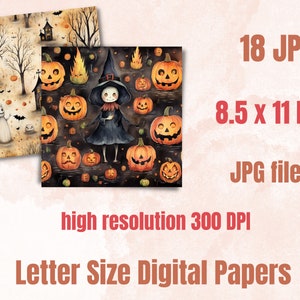 Printable Watercolor Halloween Digital Paper, Halloween Ephemera ...