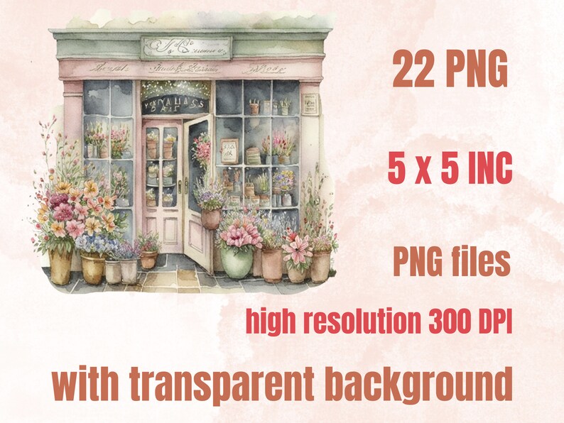 22 PNG Watercolor Flower Shop Clip Art Floral Shop Png - Etsy