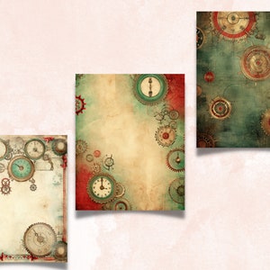 Printable Vintage Steampunk Christmas Digital Paper, Christmas Ephemera ...