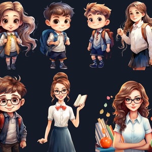 50 PNG Watercolor Cute Back to School Bundle Clipart, Academia ...