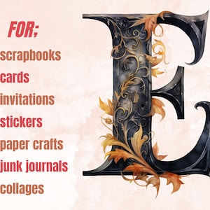 26 PNG Watercolor Halloween Alphabet Clipart, Gothic Letters ...