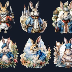 36 PNG Watercolor Fairytale Rabbit Clipart Bundle, Fairy Tale Animal ...