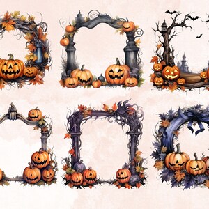 40 PNG Watercolor Halloween Frames Clipart, Halloween Wreaths ...