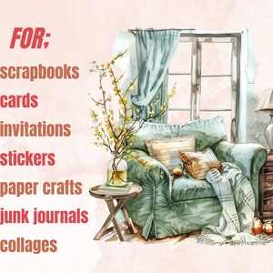 40 PNG Watercolor Cozy Spring Clipart, Floral Spring Garden ...