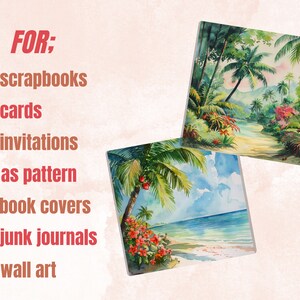 Watercolor Summer Scenes Digital Paper, Printable Tropical Summer Beach ...