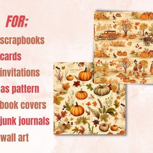 Printable Vintage Thanksgiving Digital Paper, Rustic Autumn, Fall ...