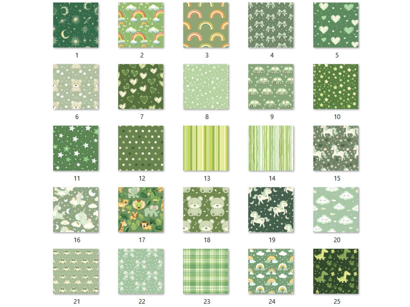Seamless Green Baby Pattern Paper, Green Baby Nursery Ephemera ...