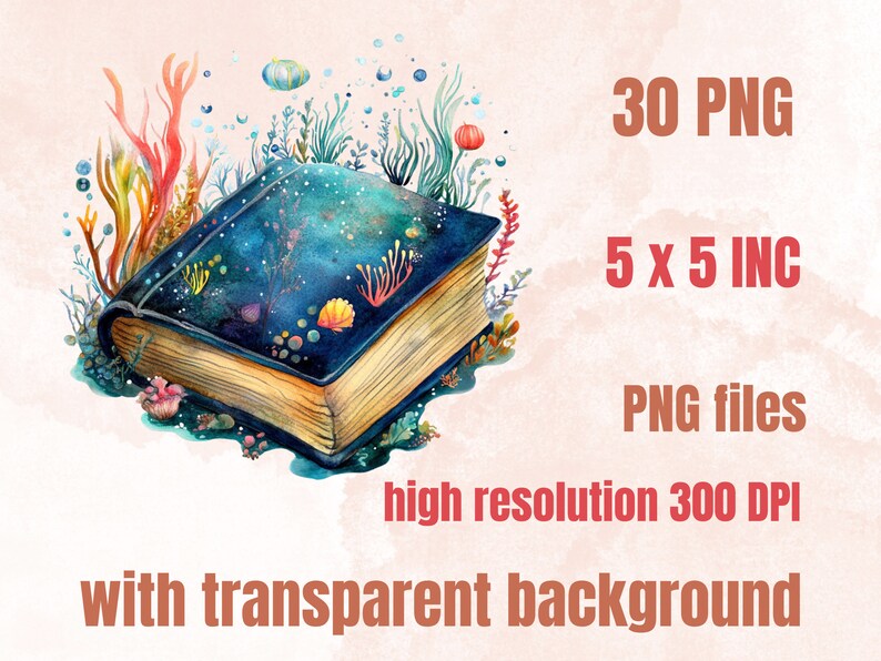30 PNG Watercolor Magical Underwater Clipart, Ocean Fairytale Clip Art ...