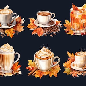 30 PNG Watercolor Fall Drink Clipart, Autumn Coffee Illustrations Clip ...