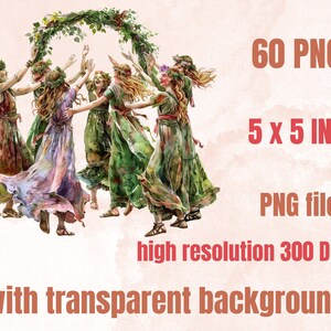 60 PNG Watercolor Beltane Clipart, Floral Pagan Wiccan Art ...