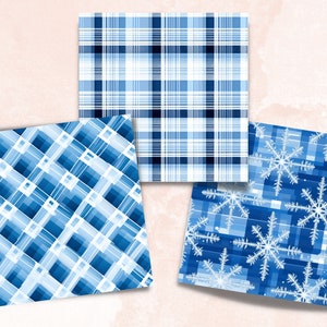 Seamless Winter Plaid Digital Paper Pack, Snowy Buffalo Plaid Repeating ...