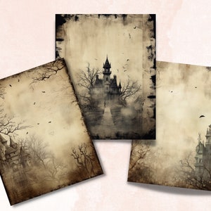 Printable Haunted Mansion Digital Paper, Spooky Halloween Ephemera ...