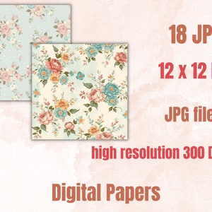 Vintage Shabby Chic Floral Digital Paper, Shabby Chic Flowers Paper ...