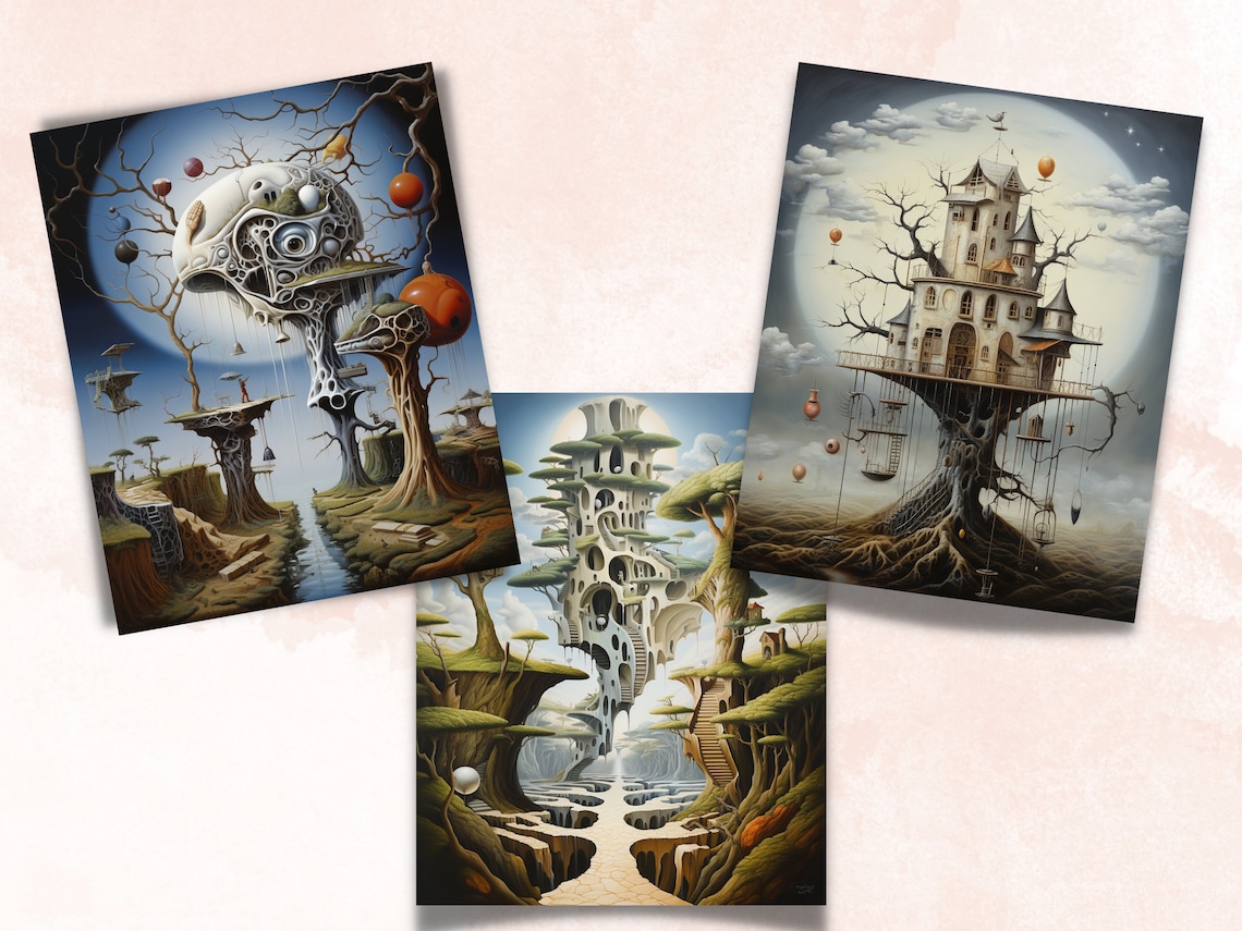 Printable Surrealism Digital Paper, Surreal Art Background, Fantasy ...
