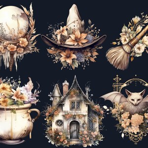 34 PNG Watercolor Boho Witch Clipart, Bohemian Witchcraft Clip Art ...