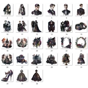 36 PNG Watercolour Gothic Wedding Clipart, Dark Fantasy Wedding Clip ...