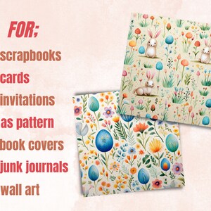 Printable Spring Easter Digital Paper, Floral Ephemera Collage, Easter ...