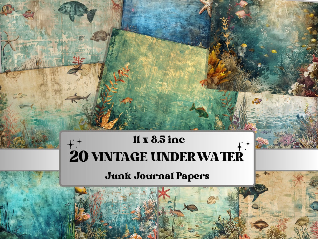 Enchanted Underwater Background Junk Journal Paper, Ocean Ephemera Kit ...