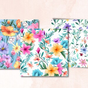 Seamless Pastel Flowers Digital Paper, Pastel Floral Seamless Pattern ...