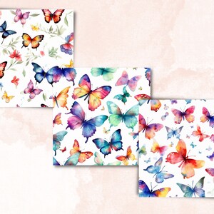 Seamless Watercolour Butterflies Digital Paper, Butterfly Blooms ...