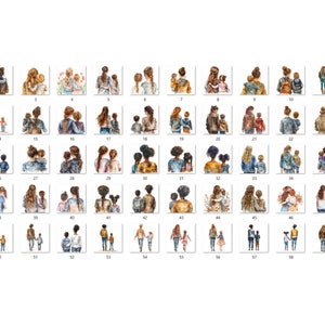 60 PNG Watercolor Mother's Day Views Clipart, Back View Family ...