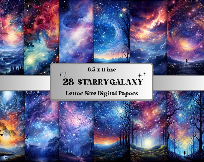 Starry Sky DIGITAL Paper Pack - 8 12x12” Papers - Backgrounds, Space ...