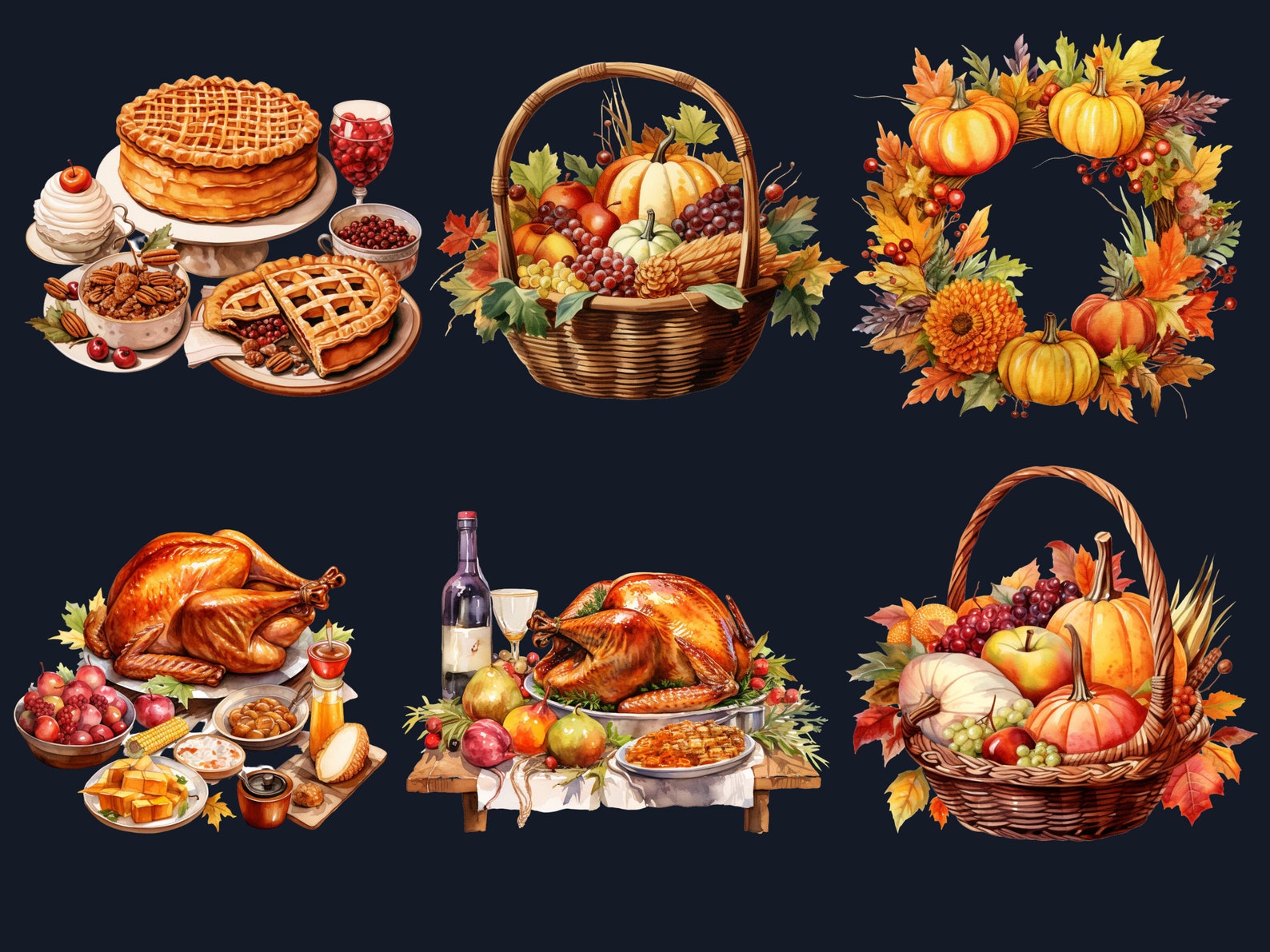 55 PNG Watercolor Thanksgiving Clipart, Thanksgiving Turkey ...