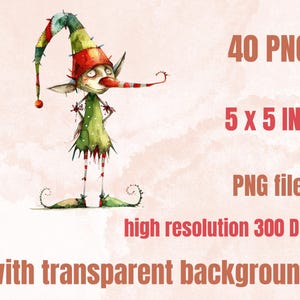 40 PNG Whimsical Christmas Elf Clipart, Quirky Xmas Elves Illustration ...
