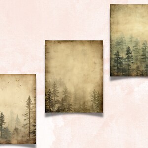 Printable Vintage Forest Digital Paper, Enchanted Forest Tree Ephemera ...