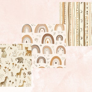 Seamless Neutral Newborn Pattern Paper, Boho Baby Nursery Ephemera ...