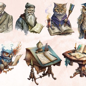 40 PNG Watercolor Fantasy Magic School Clipart, Wizard Academy Png Clip ...