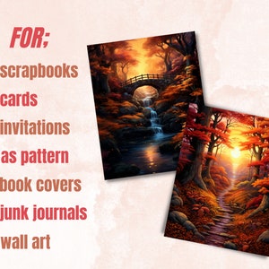 Printable Fall Forest Digital Paper, Enchanted Autumn Forest Background ...