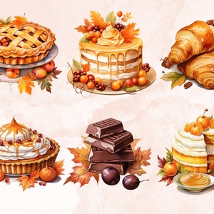 40 PNG Watercolor Fall Dessert Clipart, Autumn Dessert Illustrations ...