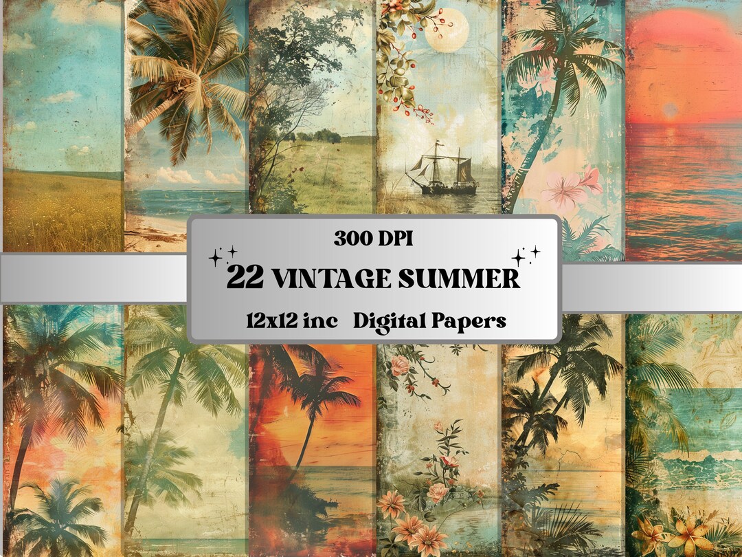 Vintage Summer Beach Junk Journal Kit, Printable Summer Ephemera ...