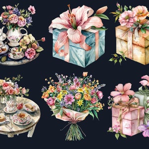 60 PNG Watercolor Mother's Day Gifts Clipart, Mothers Day Flower ...