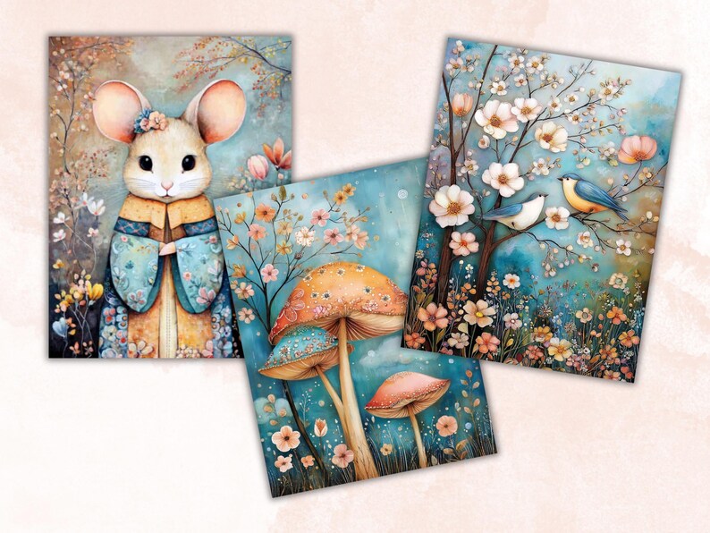 Watercolor Spring Digital Paper Pack Printable Quirky Easter Collage ...