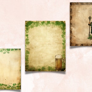 Printable St.patrick’s Day Digital Paper, Irish Shamrock Ephemera, Four ...