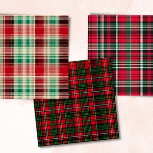 Seamless Christmas Plaid Digital Paper Pack, Winter Buffalo Plaid ...